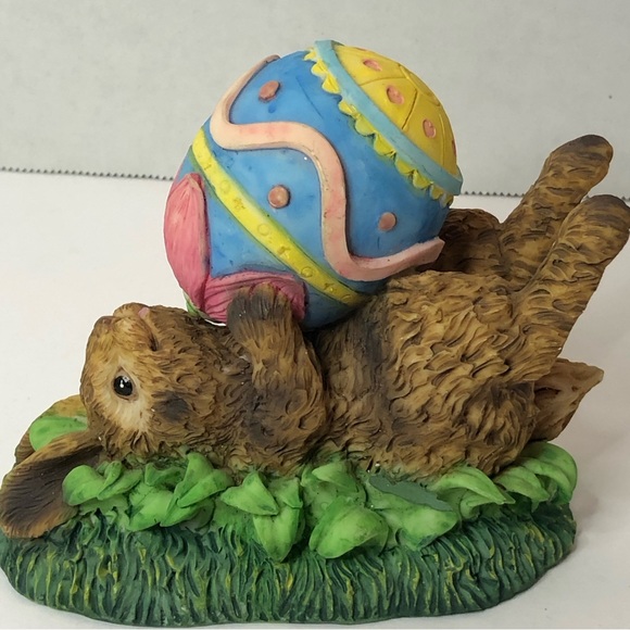 Accents | Vintage Easter Rabbit And Easter Egg Resin Figurine | Poshmark